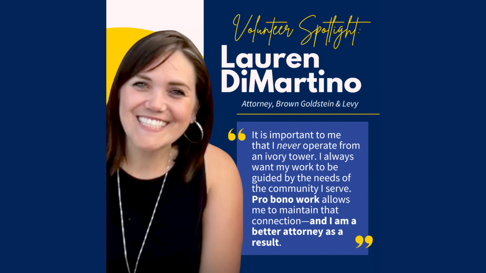 Lauren DiMartino Spotlighted by Maryland PBRC - Brown Goldstein Levy